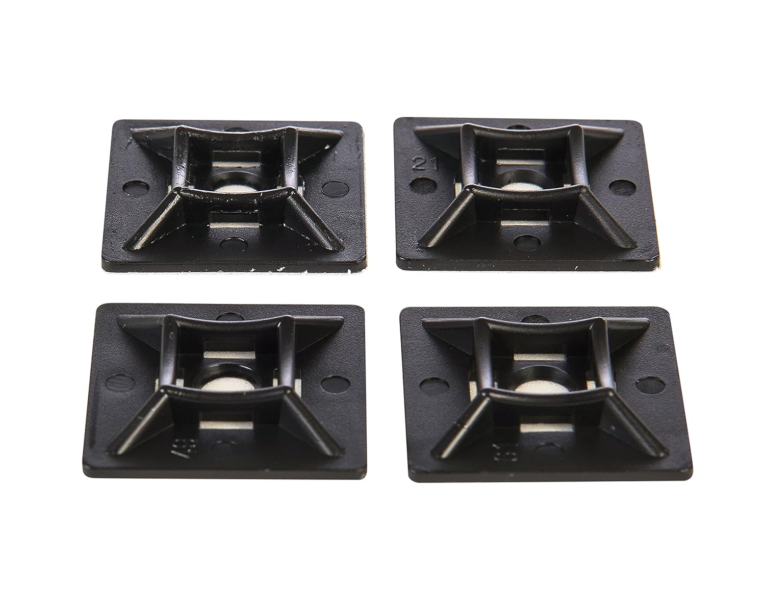 100 Pack of Black Cable Tie Bases - 28mm x 28mm - Premium Adhesive ...