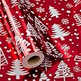 Amazon.com: MAYPLUSS Christmas Red Wrapping Paper Roll - 17 Inch X 33 Feet - Luxury Metallic ...