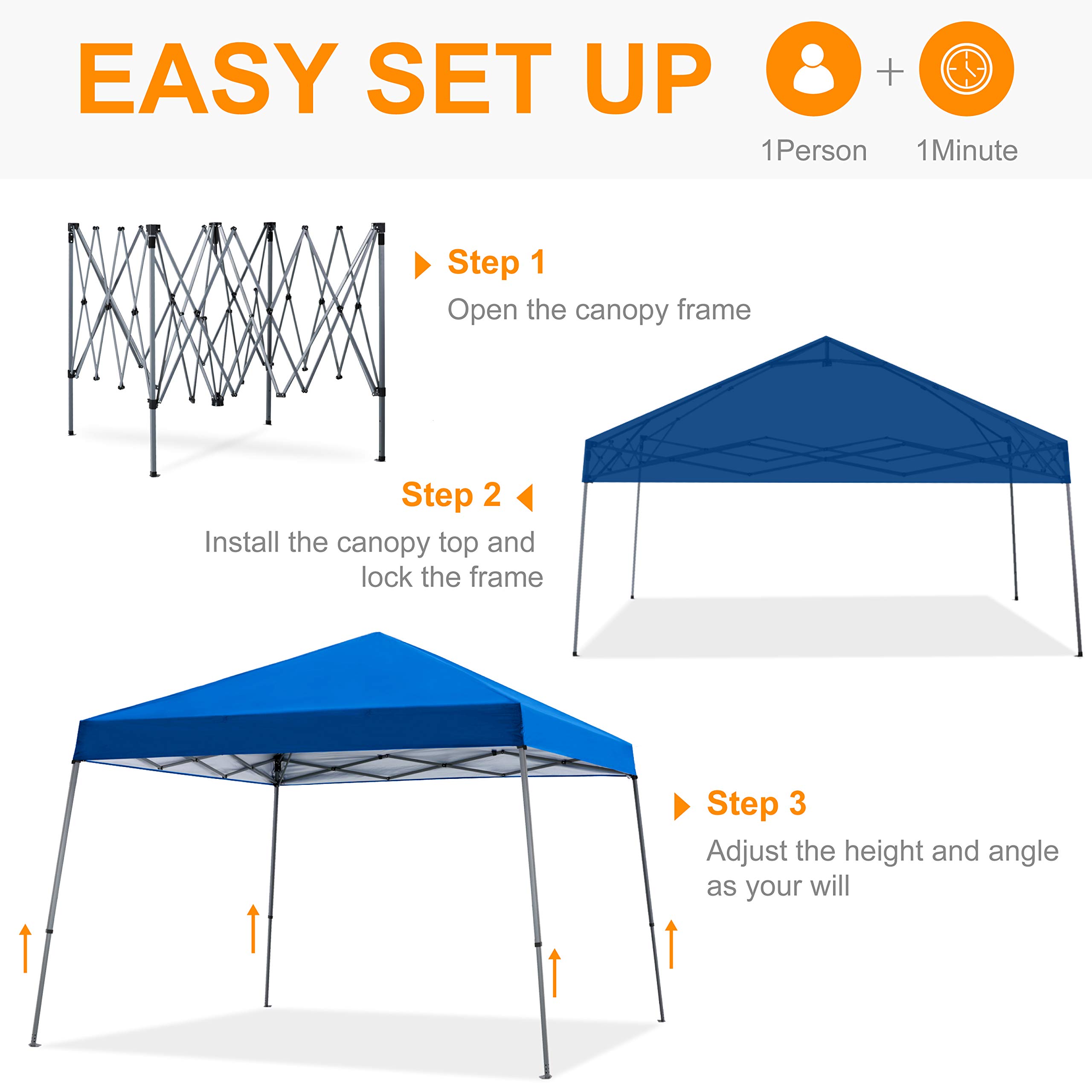 ABCCANOPY Pop Up Canopy Portable Instant Shelter Outdoor Canopies Bonus ...