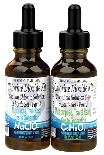 Crystal Clear Chlorine Dioxide ClO2-Kit, Citric Acid Solution w/EZ-Drop ...