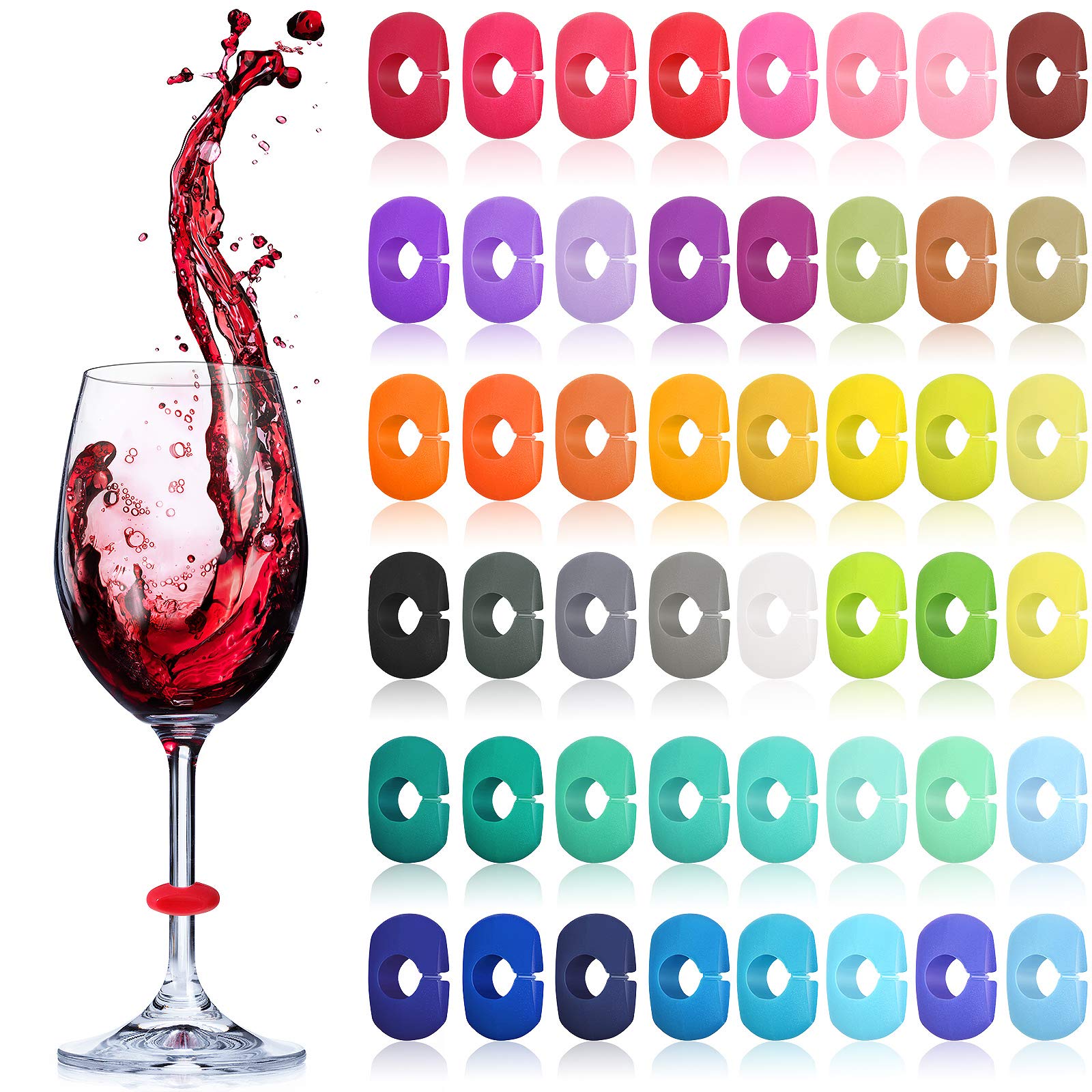 48 Pieces Wine Glass Charms Markers Silicone Drink Markers for Wine ...