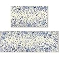 Amazon.com: Sratte 2 Pcs Blue Floral Kitchen Mat Set for Floor Spring ...