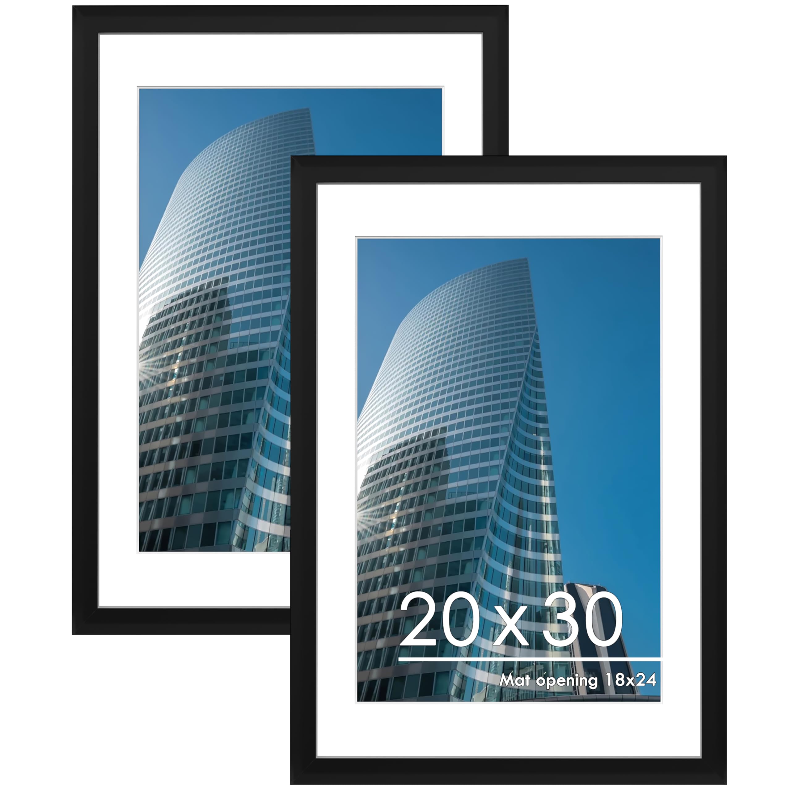PEALSN 20x30 Picture Frame Set of 2, Display Pictures 18 x 24 with Mat ...