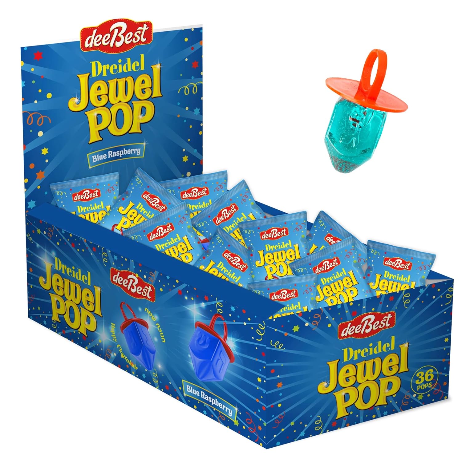 Amazon.com : Dee Best Dreidel Jewel Pop Ring Shape Candy - Blue ...