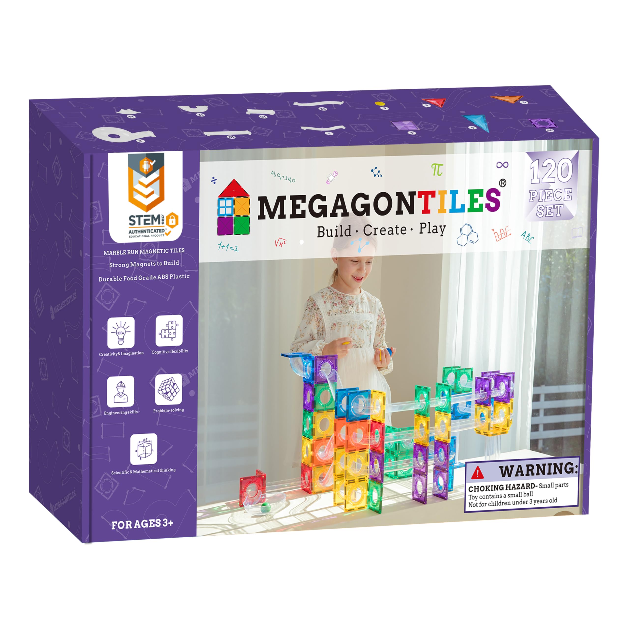 MEGAGONTILES Premium Magnetic Tiles, MEGA Magnet Tiles Set, STEM ...