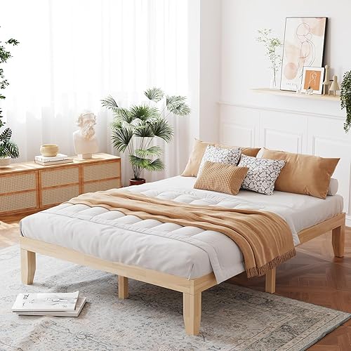 Giantex 14 Inch Queen Wood Platform Bed Frame, Minimalist Mattress ...