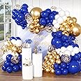 Amazon.com: Royal Blue and White Gold Balloon Arch Kit-144pcs 5 10 12 18inch Royal Blue Metallic ...