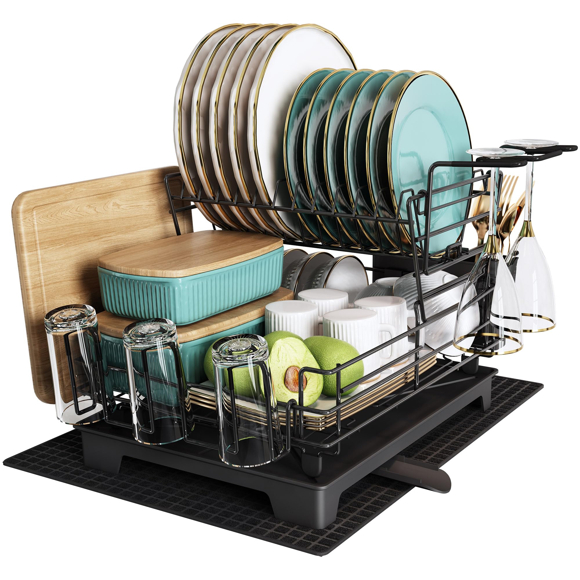 MAJALiS Dish Drying Rack for Kitchen Counter, Stainless Steel Large Dish Drainers Strainer with ...