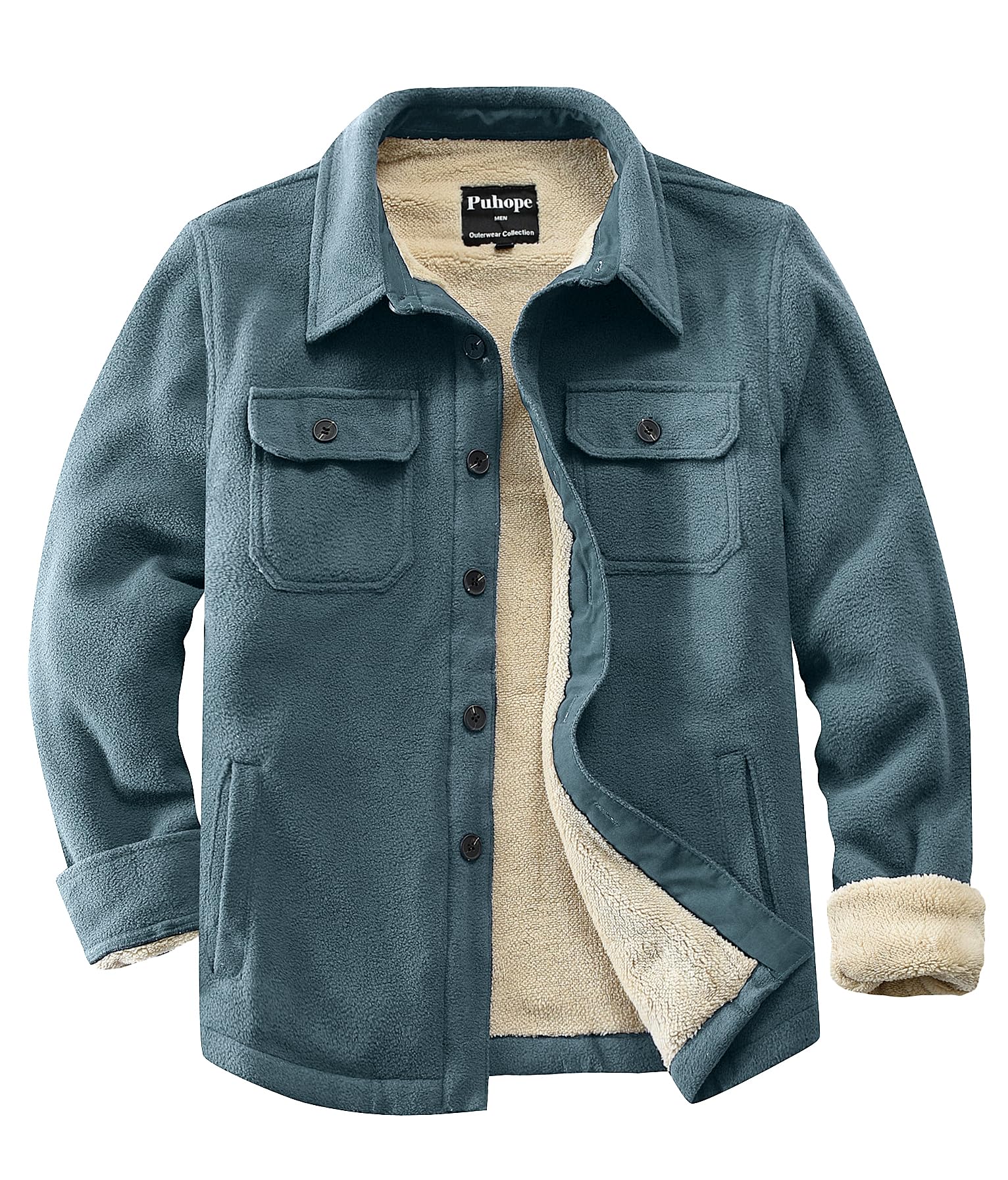 Multi Pocket Fleece Puhope Men's Jacket - Polar Fleece Button Down With ...