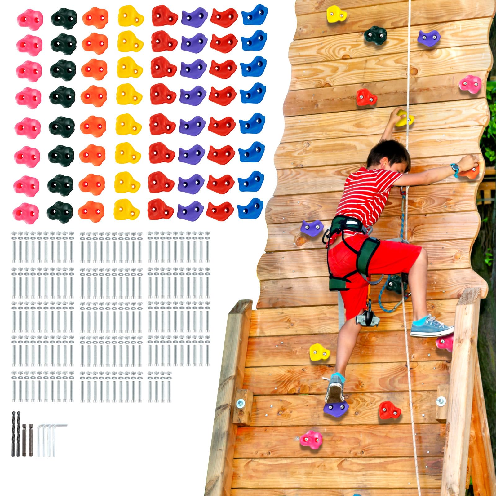 VEVOR 72 Rock Climbing Holds for Kids and Adults, Multi-Colored ...