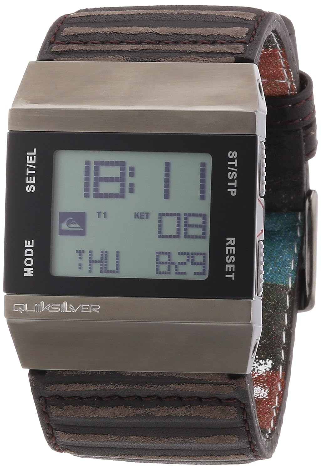 Quiksilver Men's Chapter Digital Watch M141DLUBR with Leather Strap ...