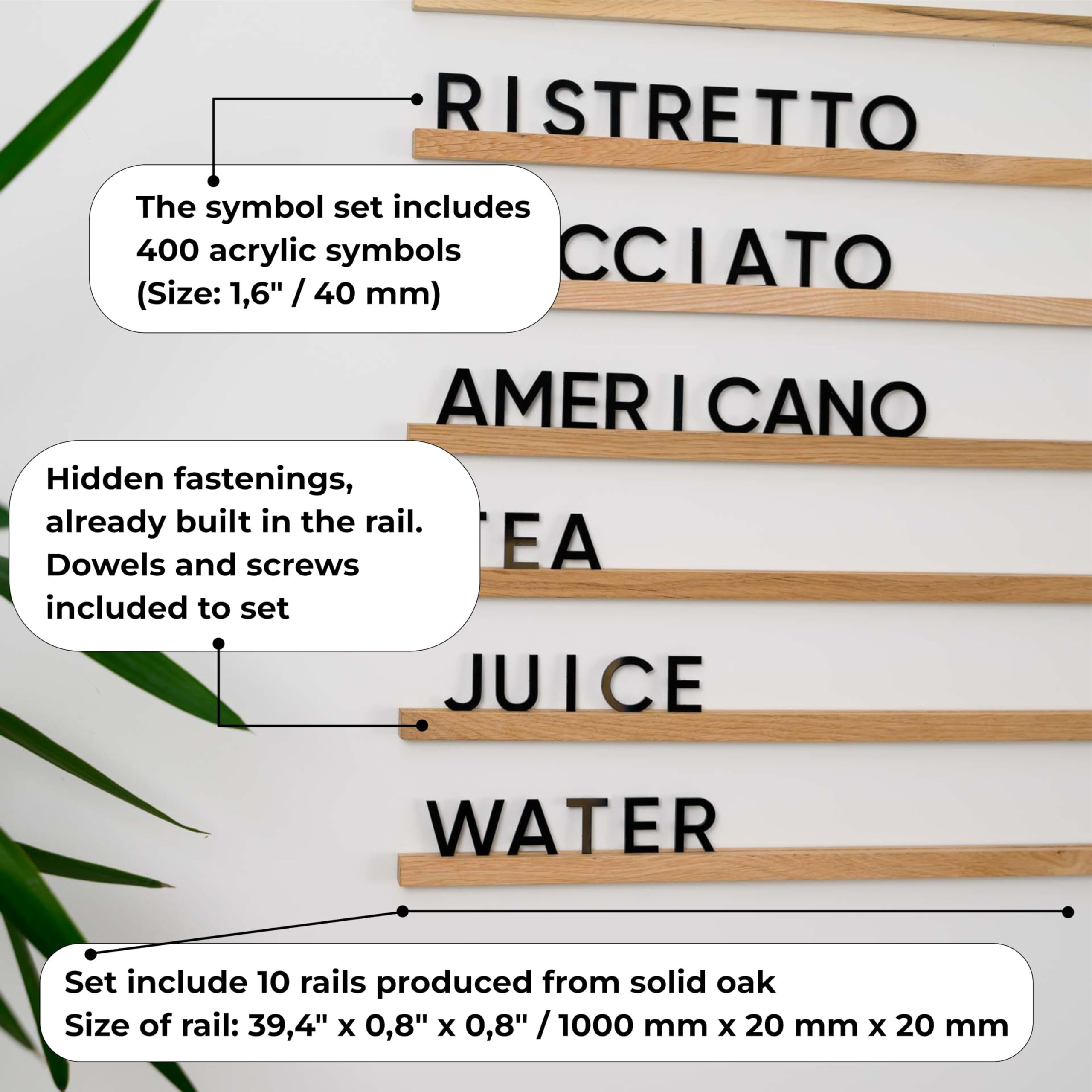 Mua Inko Horeca - Wooden Wall Menu Board - Set of 10 Regular Rails ...