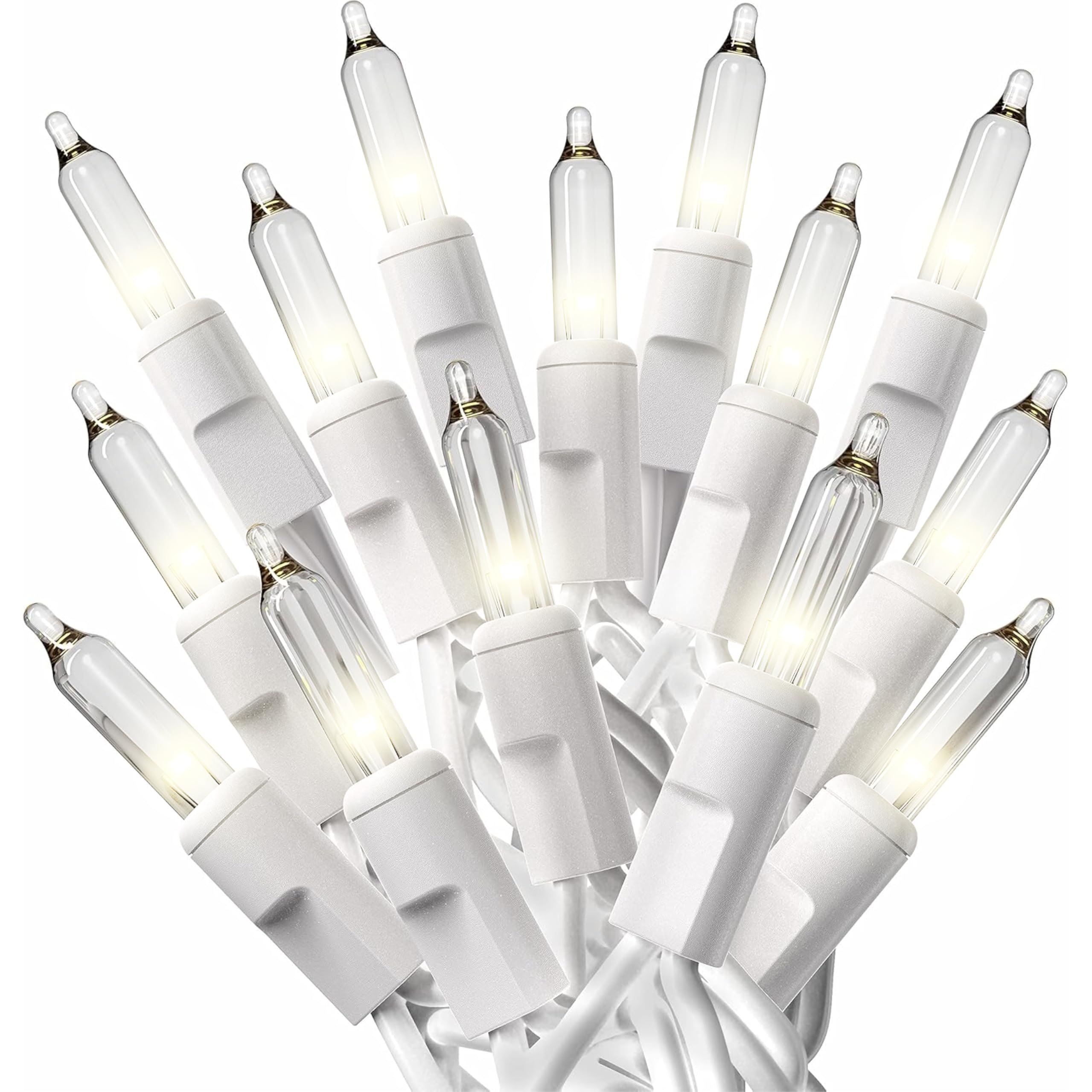 PREXTEX Christmas Lights 100 Feet, 500 Lights - Clear White Christmas ...