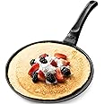 GOURMEX 26cm Induction Crepe Pan, Black, PFOA Free Nonstick Coating ...