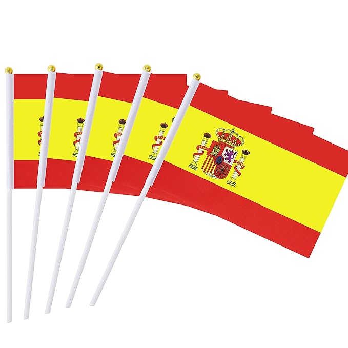 Amazon.com : Hand Held Spain Flag Spanish Flag Stick Flag 50 Pack Mini ...