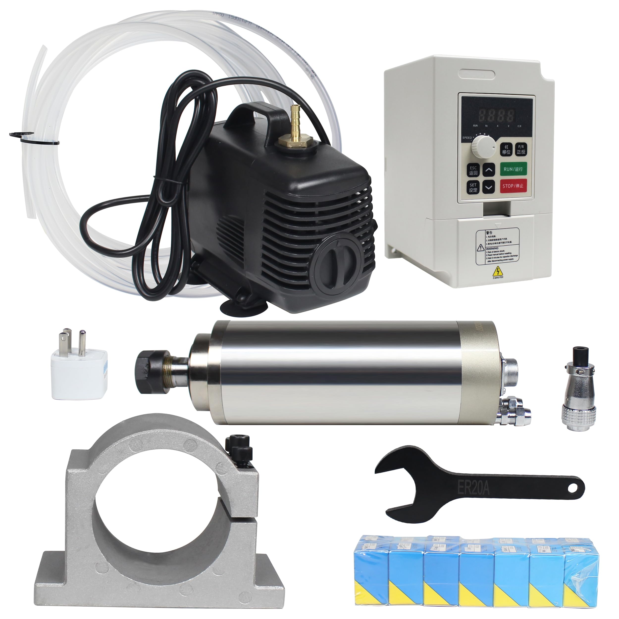 Mua RATTMMOTOR CNC Spindle Motor Kits, 2.2KW 220V Water Cooled ER20 CNC Spindle Motor 80MM ...