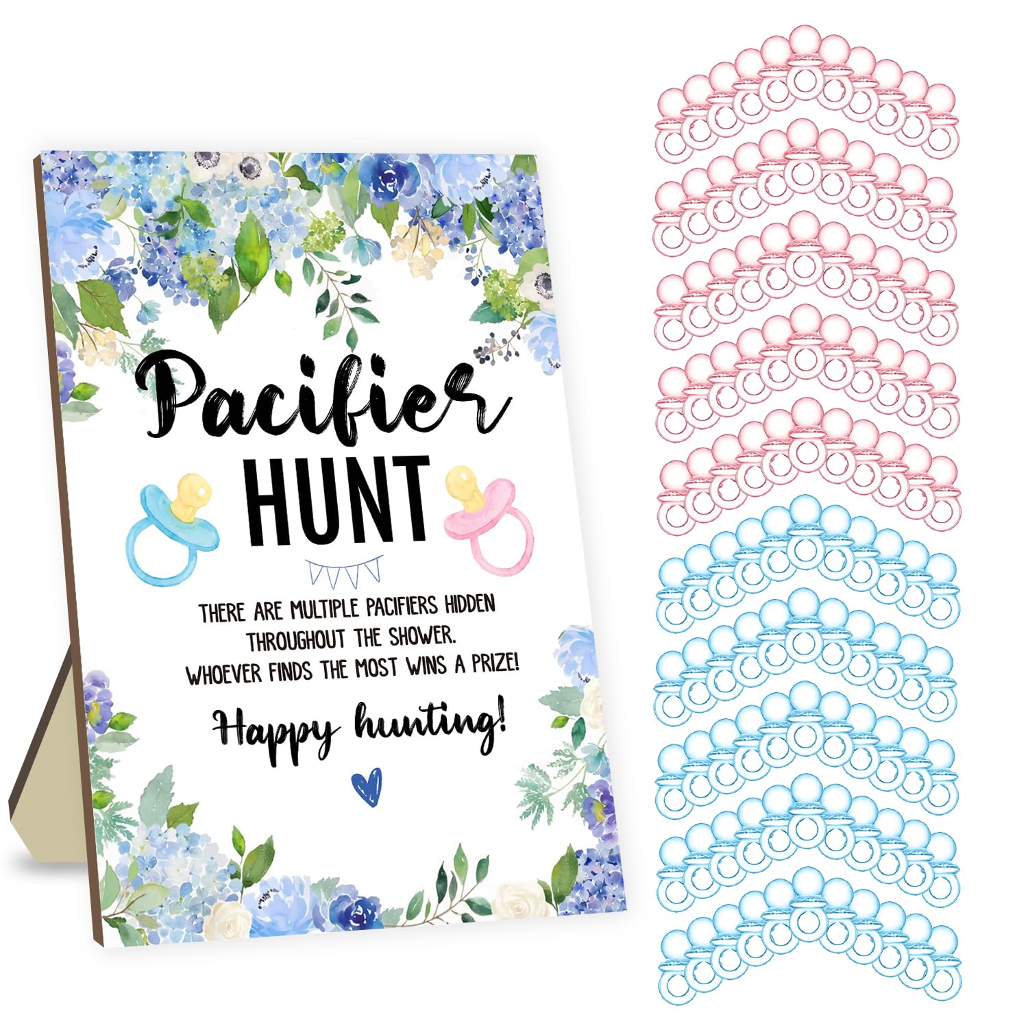 Pacifier Hunt Game for Baby Shower, Floral Baby Shower Pacifier Hunt ...