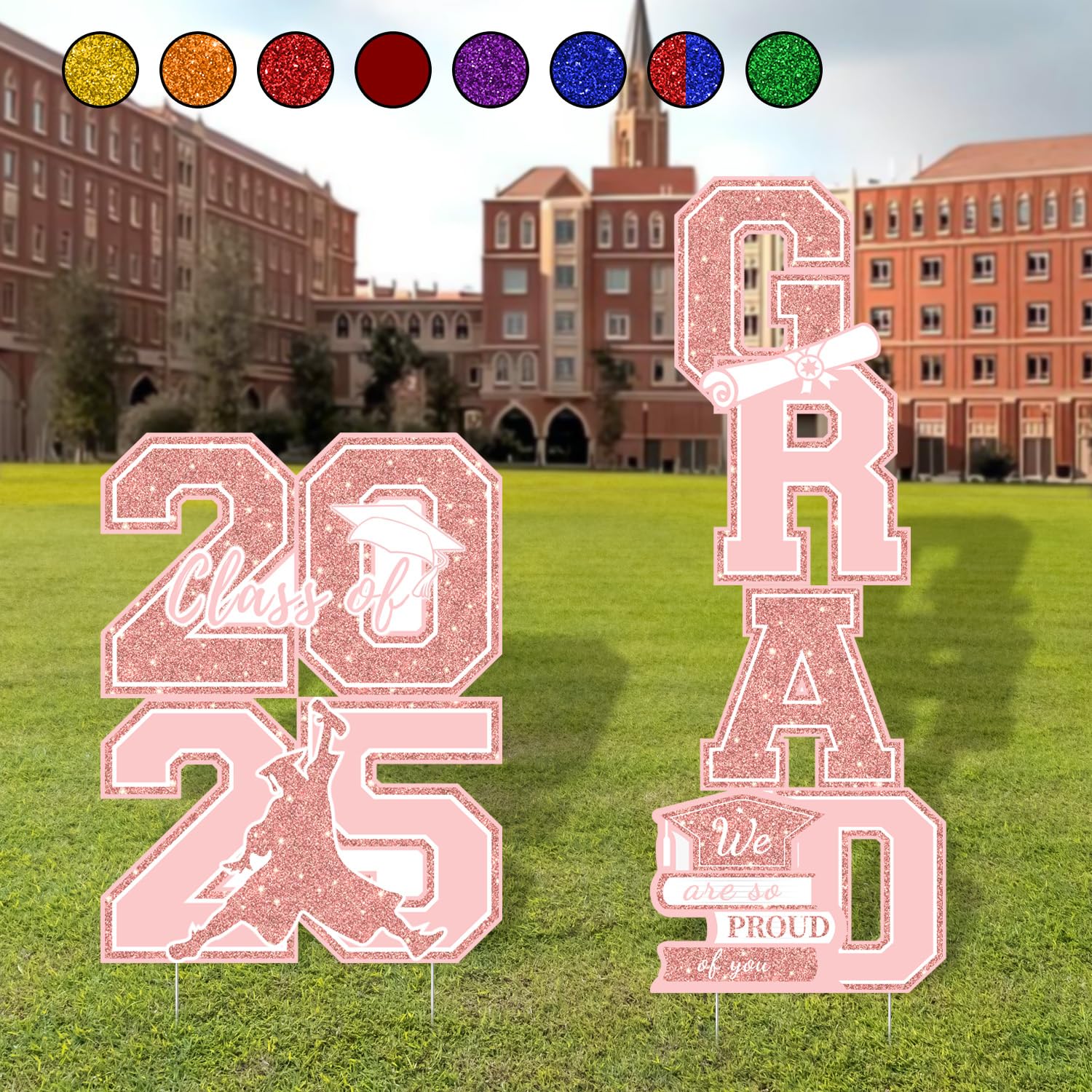 Graduation Yard Signs Class of 2025 Pink Graduation Decorations - 4 PCS ...