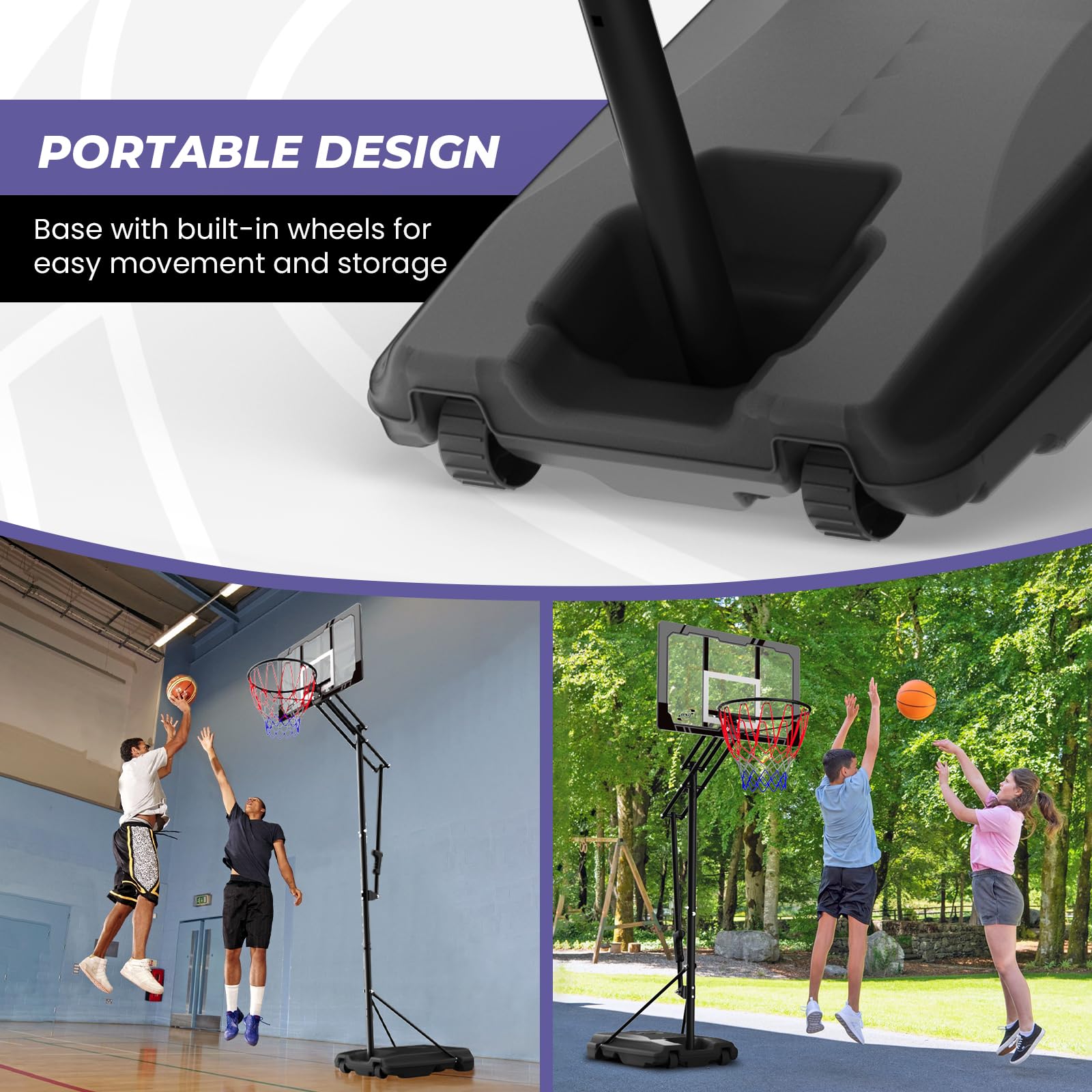 Mua Portable Basketball Hoop Outdoor, 4.0 to 8.5ft Height Adjustable ...