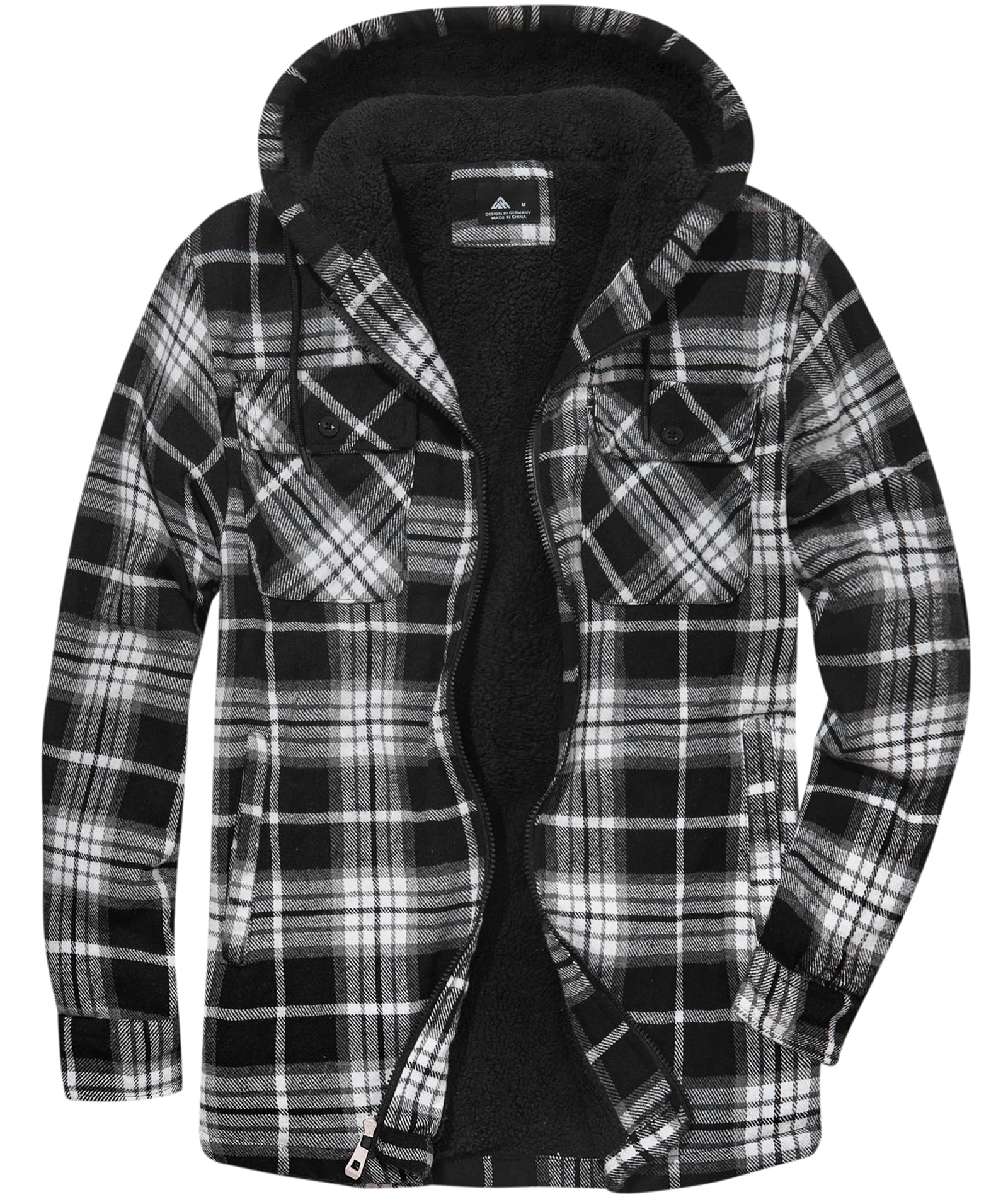 SCODI Men's Flannel Jacket Sherpa Lined Hoodies Zip Up Fleece Plaid ...