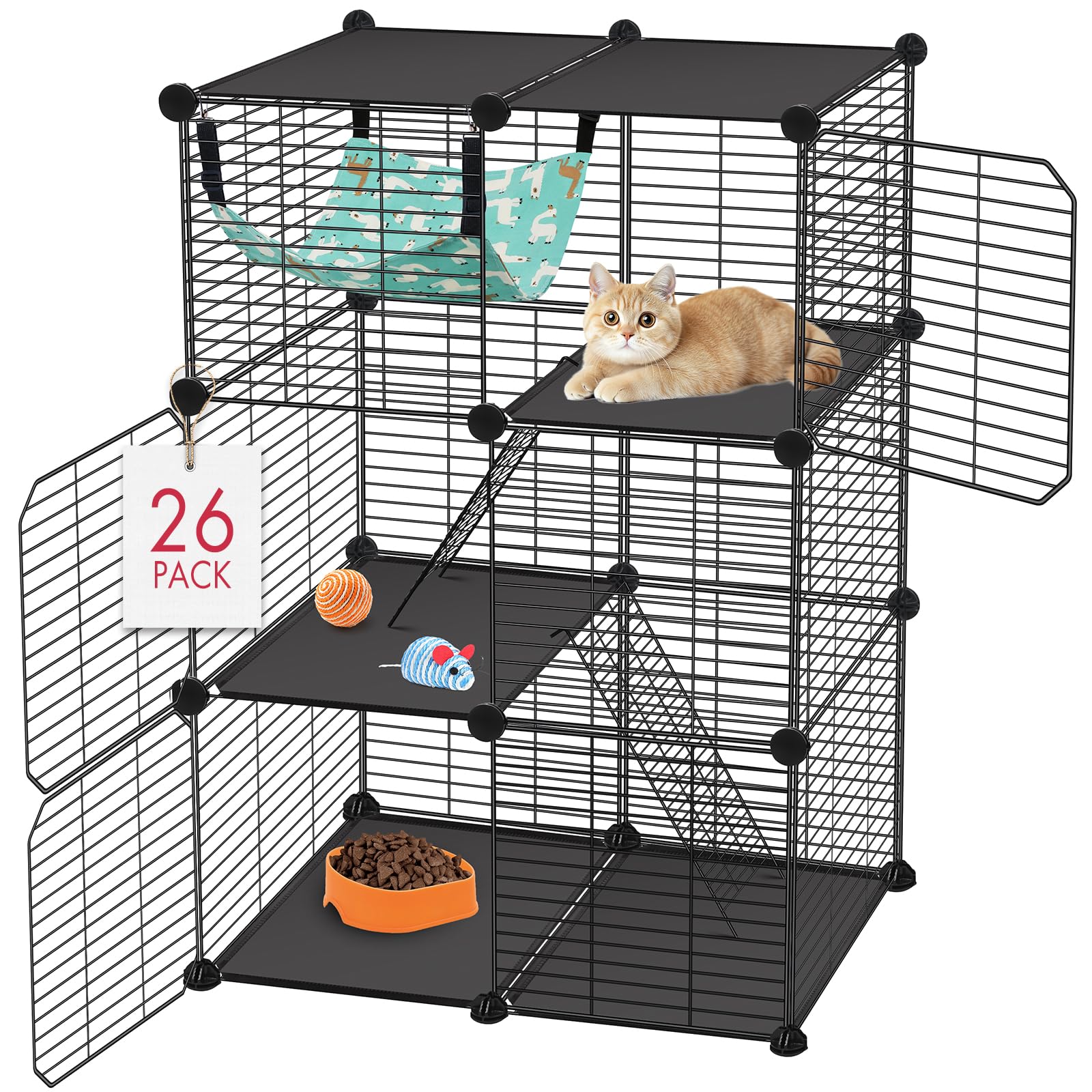 VISCOO Cat Cage, 3-Tier DIY Catio Cat Enclosures, Cat Playpen Indoor ...