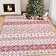 Amazon.com: WondRg Christmas Area Rug 5x7 Red Snowflake Holiday ...