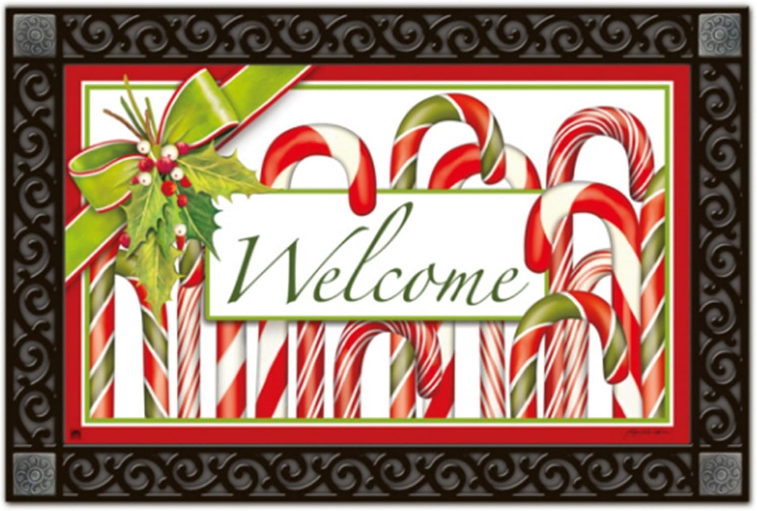 Amazon.com : Candy Canes Matmate Doormat : Candy Cane Christmas Rug ...