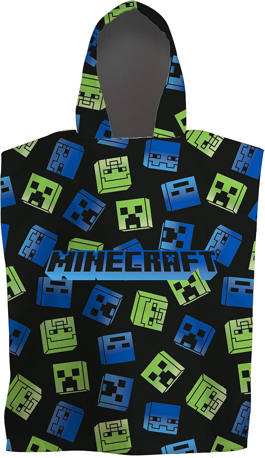 Minecraft Hooded Towel for Kids | Ultra Soft Creeper Design | Blue ...