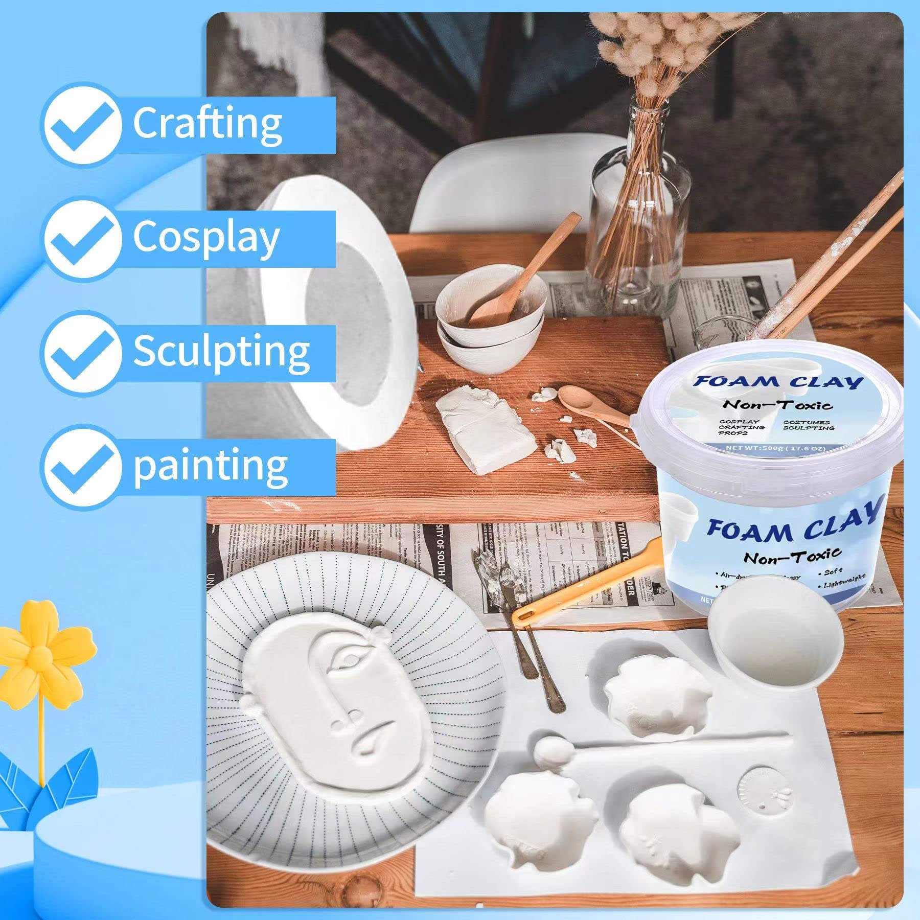 Mua Modeling Foam Clay, 500g(17.6oz) Soft Air Dry Clay for Adults ...