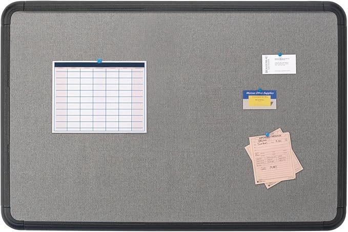 Amazon.com : Fabric Bulletin Board, 36 x 24, Gray with Black ...