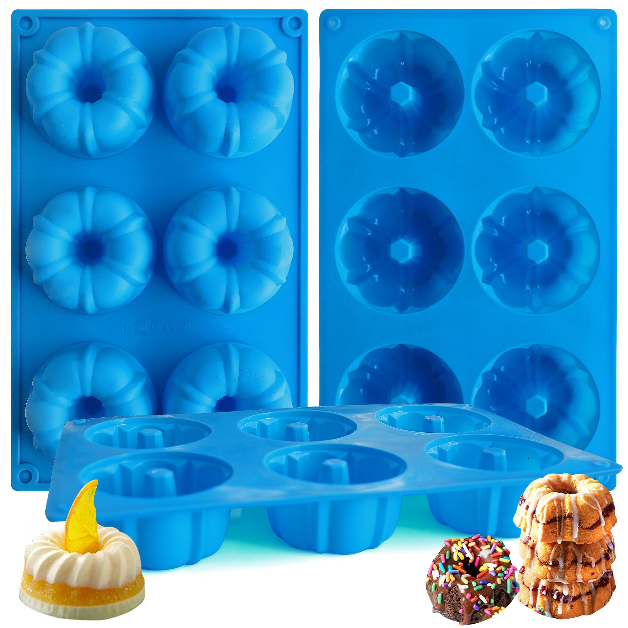 Sidosir Mini Fluted Tube Cake Pan, 6Cavity Heritage Fluted Tube Cake ...