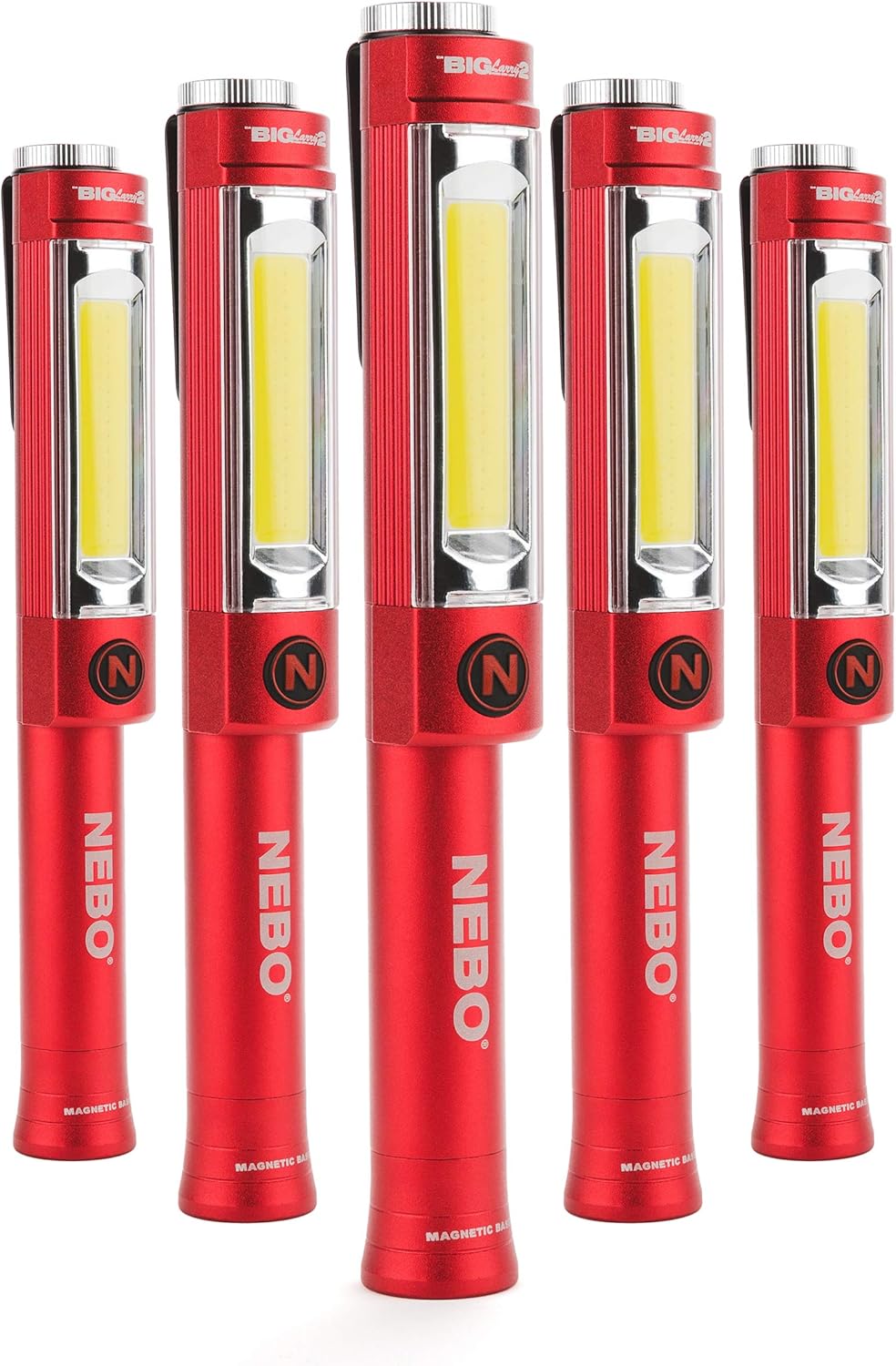 500-lumen mechanic inspection flashlight: NEBO Big Larry 2 (Red 5-Pack ...