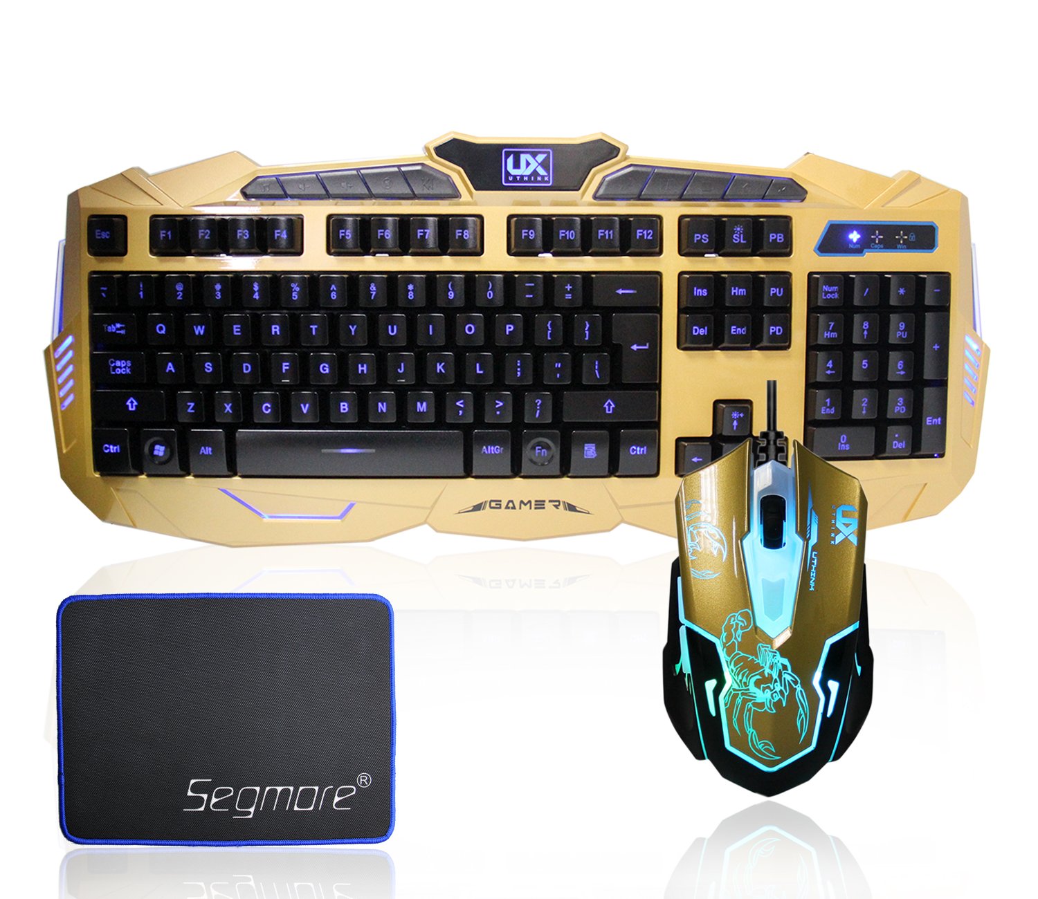 Segmore® Best LED Backlit Gaming Keyboard and Mouse Set Combo Backlit ...
