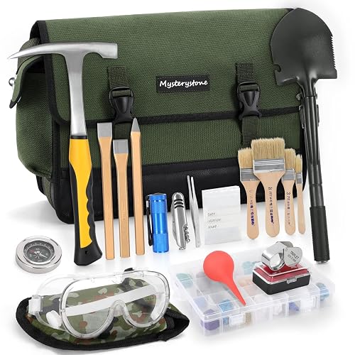MYSTERYSTONE 28 Pieces Rock Hammer Kit for Rock Hounding, Complete ...