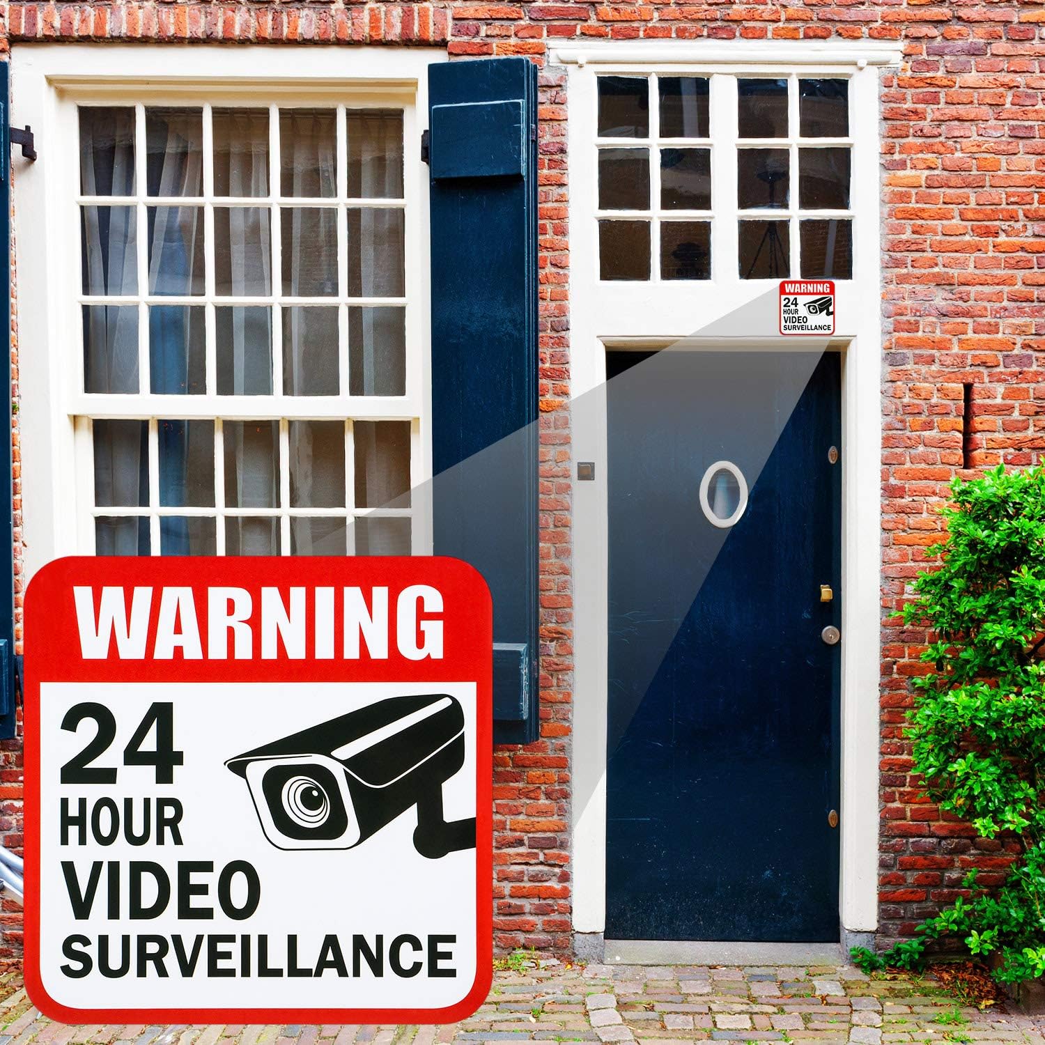 20 Pieces Video Surveillance Sticker Sign Decal 2 Size for Home ...
