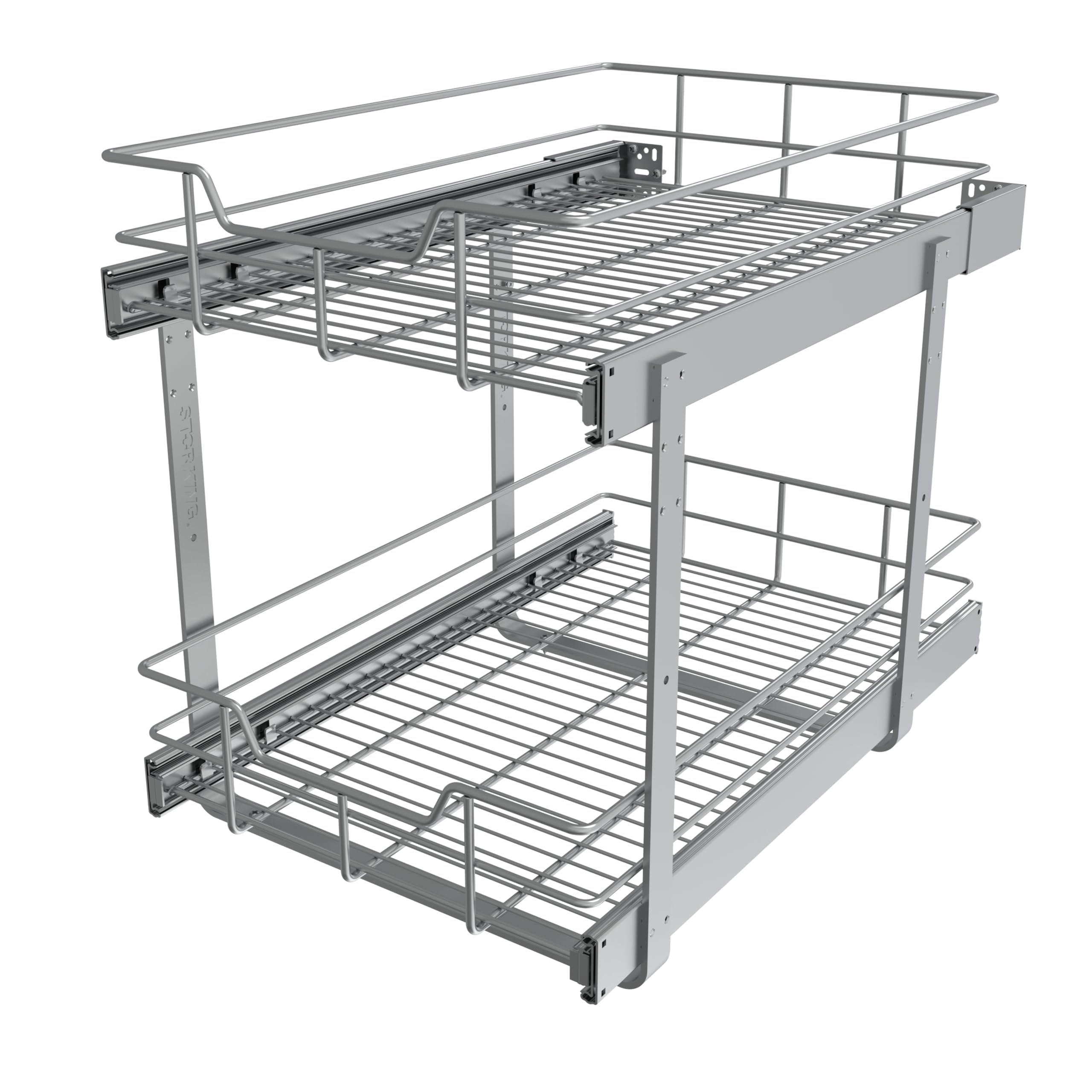 2 Tier Pull Out Cabinet Organizer 14" W X 22" D, Slide Out Drawers For ...