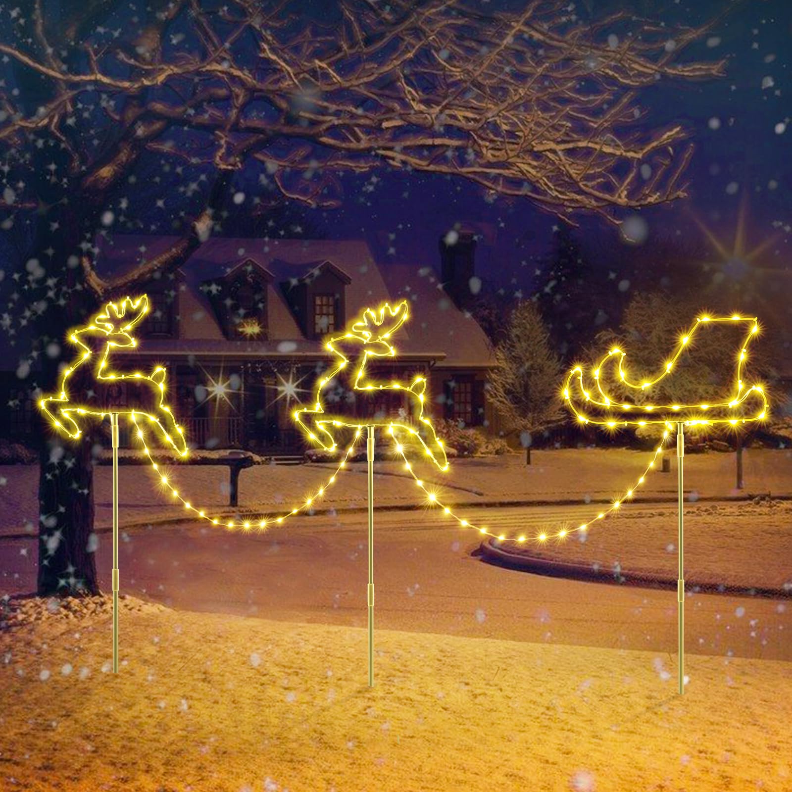 Novtech 7.6FT Long Christmas Pathway Lights Outdoor, 12 x 12 Inch ...