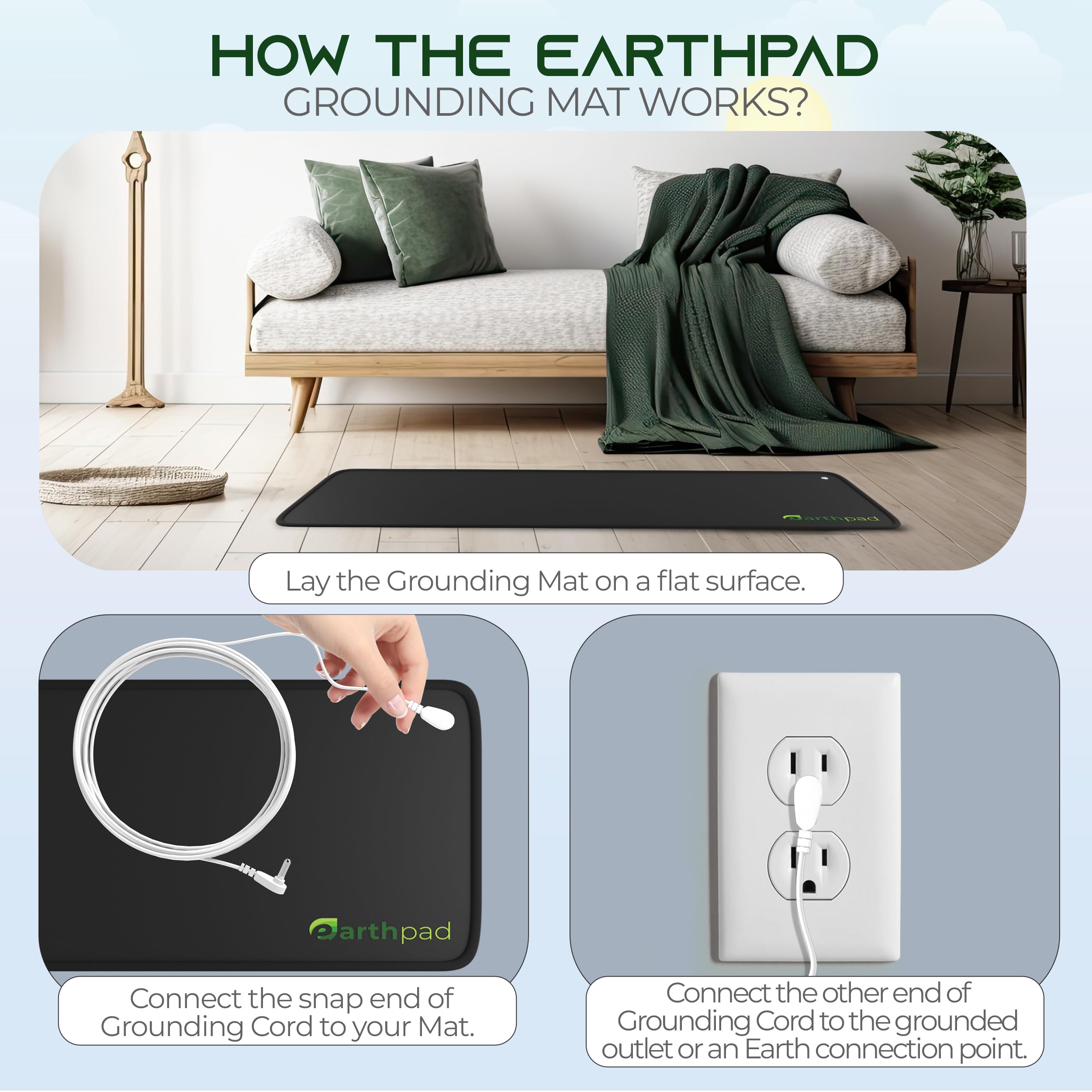 Mua EarthPad Grounding Mat | 39.4x11.8 Inches Large Earthing Pad for ...