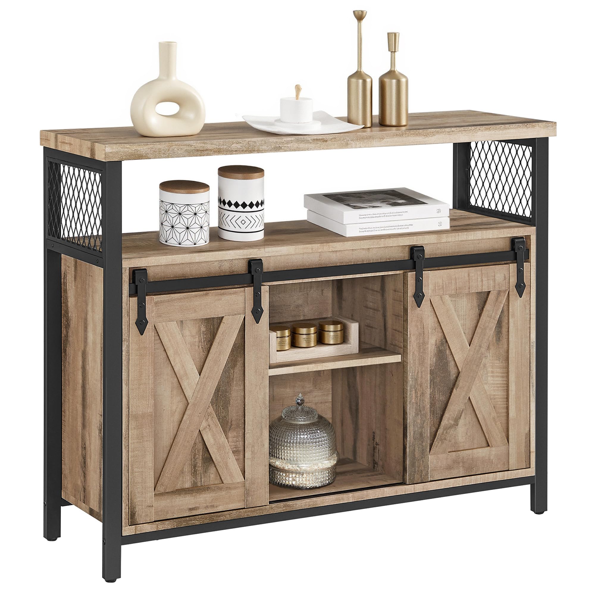 VASAGLE Buffet Cabinet, Storage Cabinet, Sideboard with 2 Sliding Barn ...