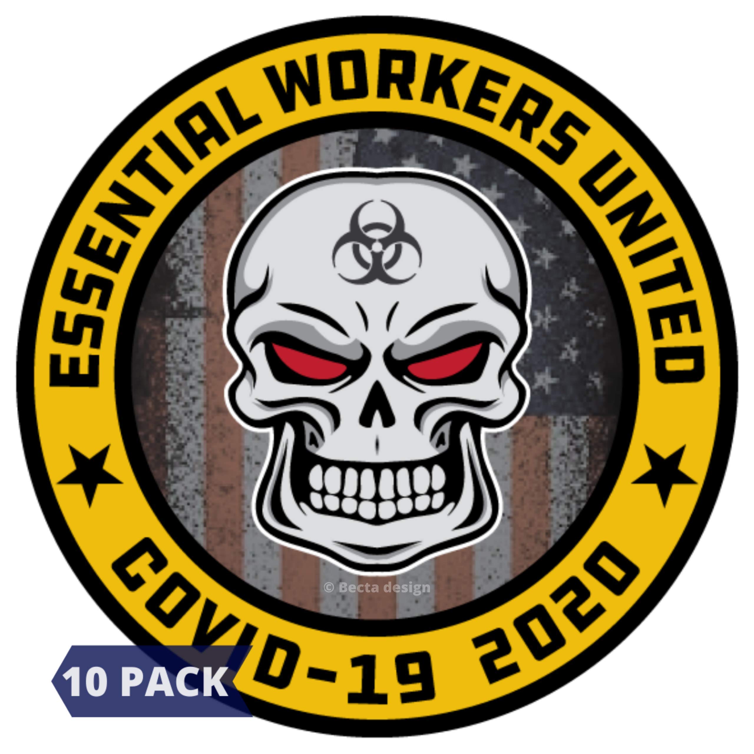 Buy 10 Pack Essential Worker Hard Hat Stickers By Becta Design buy-10-pack-essential-worker-hard-hat-stickers-by-becta-design