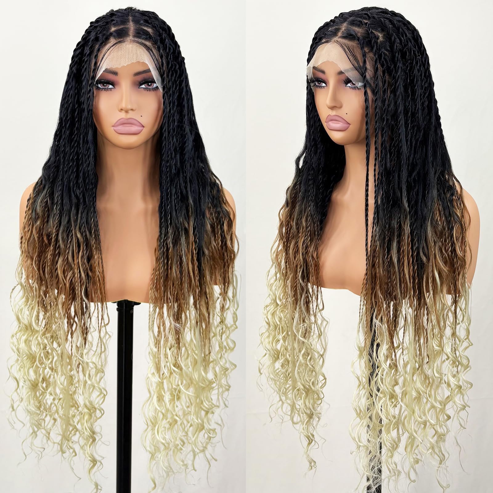 FABÉLLE Boho Chic 30" Pre-Braided Sythetic Hair Wig - Hand-Tied Lace ...