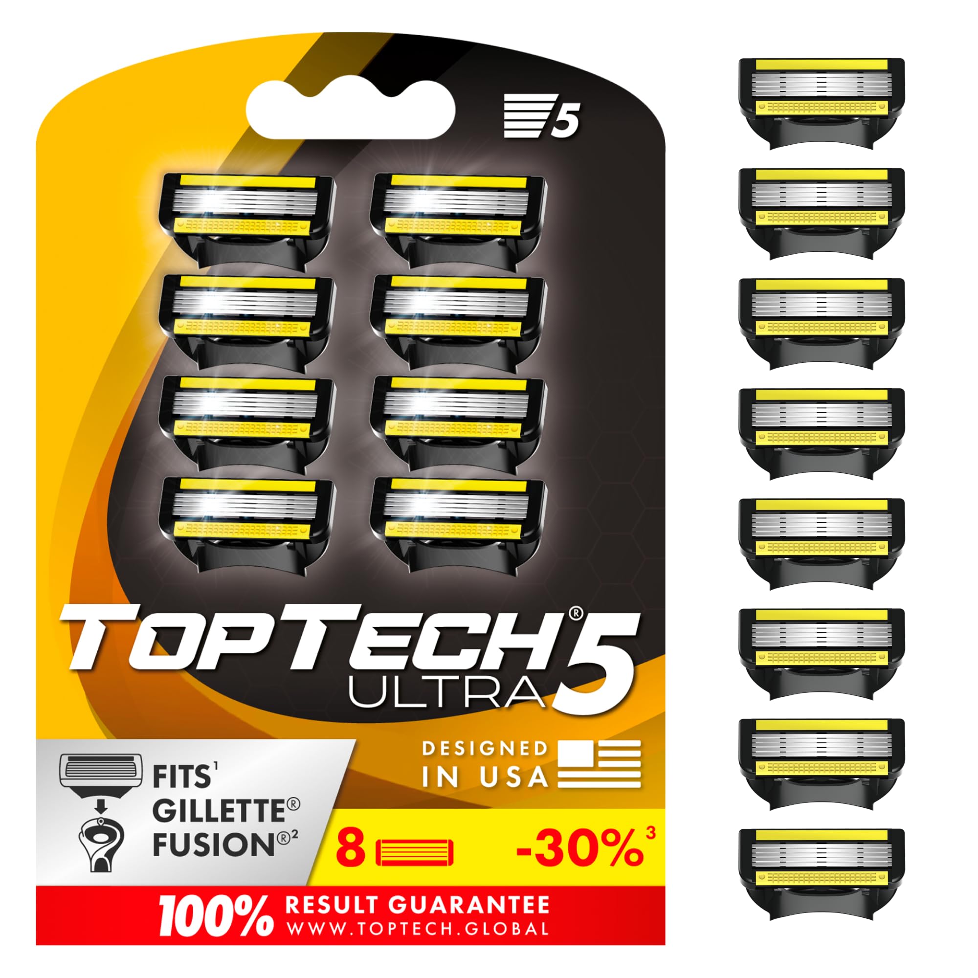TopTech ULTRA 5 Razors for Men - Replaceable Cartridges for Manual ...