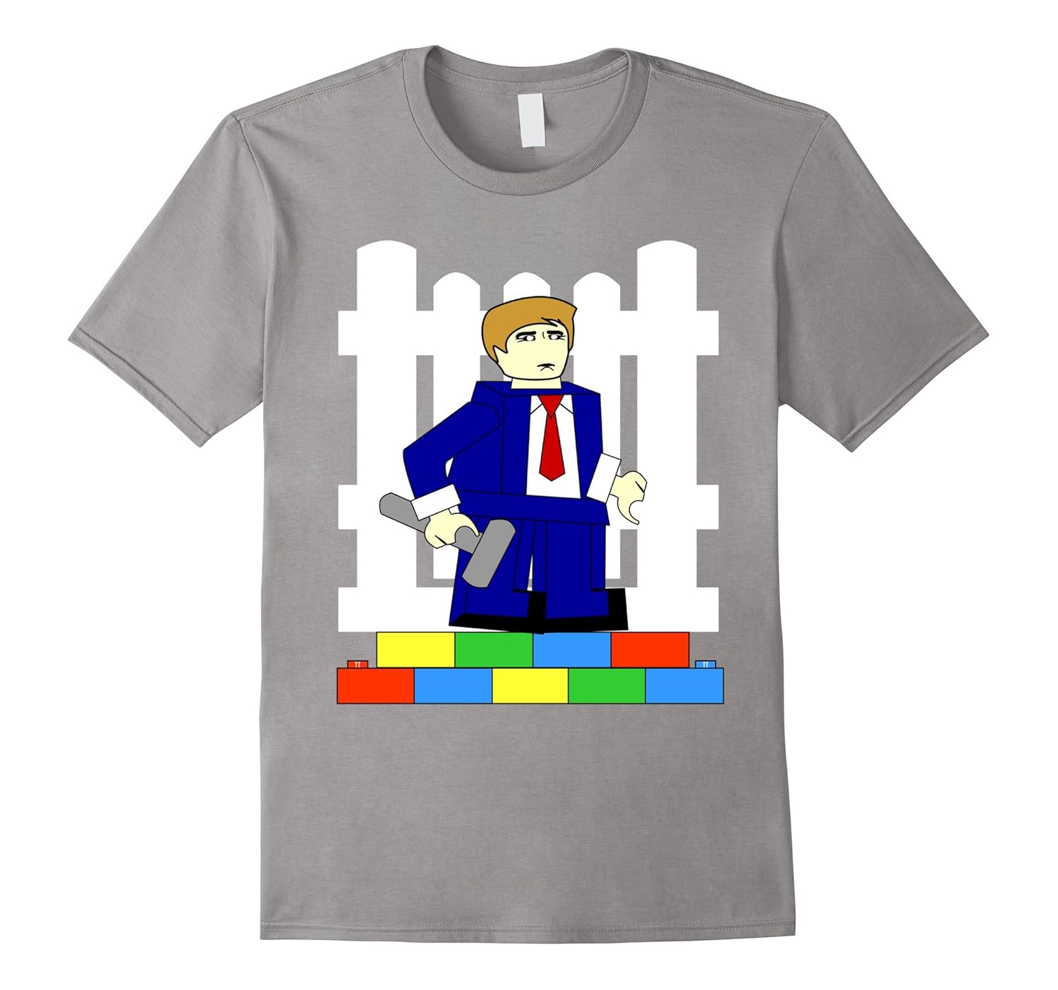 Trump T-Shirt Build A Legos Fence Wall-BN – Banazatee