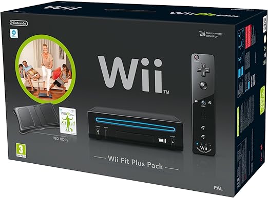Nintendo Wii Console (Black) with Wii Fit Plus: Includes Balance Board ...