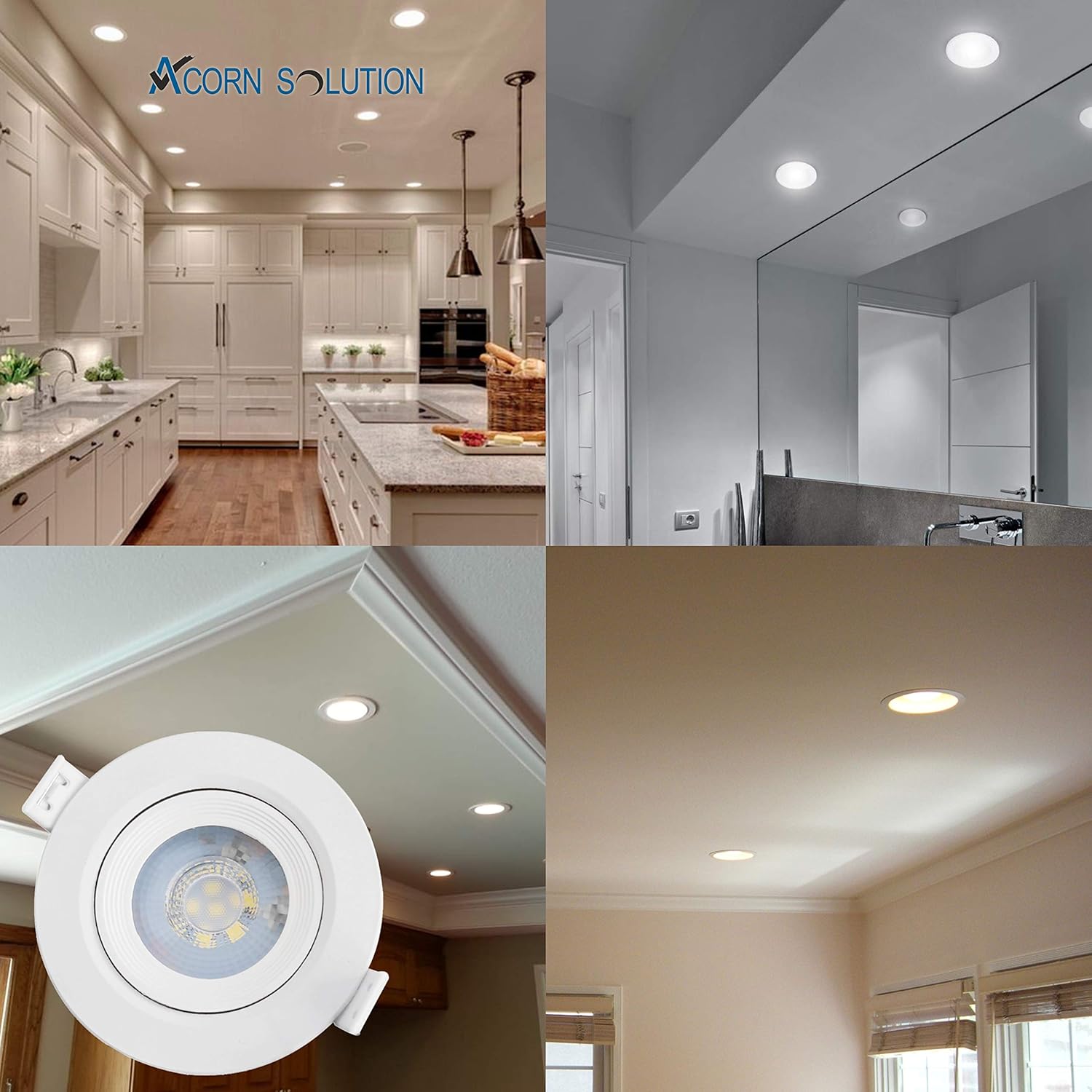 AcornSolution 6-Pack Recessed LED Down Lights Indoor Ceiling Light ...