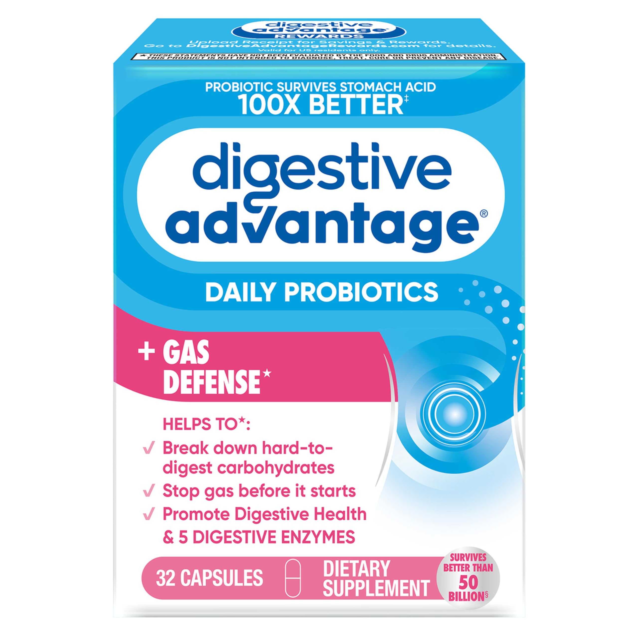 Mua Digestive Advantage Gas Defense, Daily Probiotics for Women & Men ...