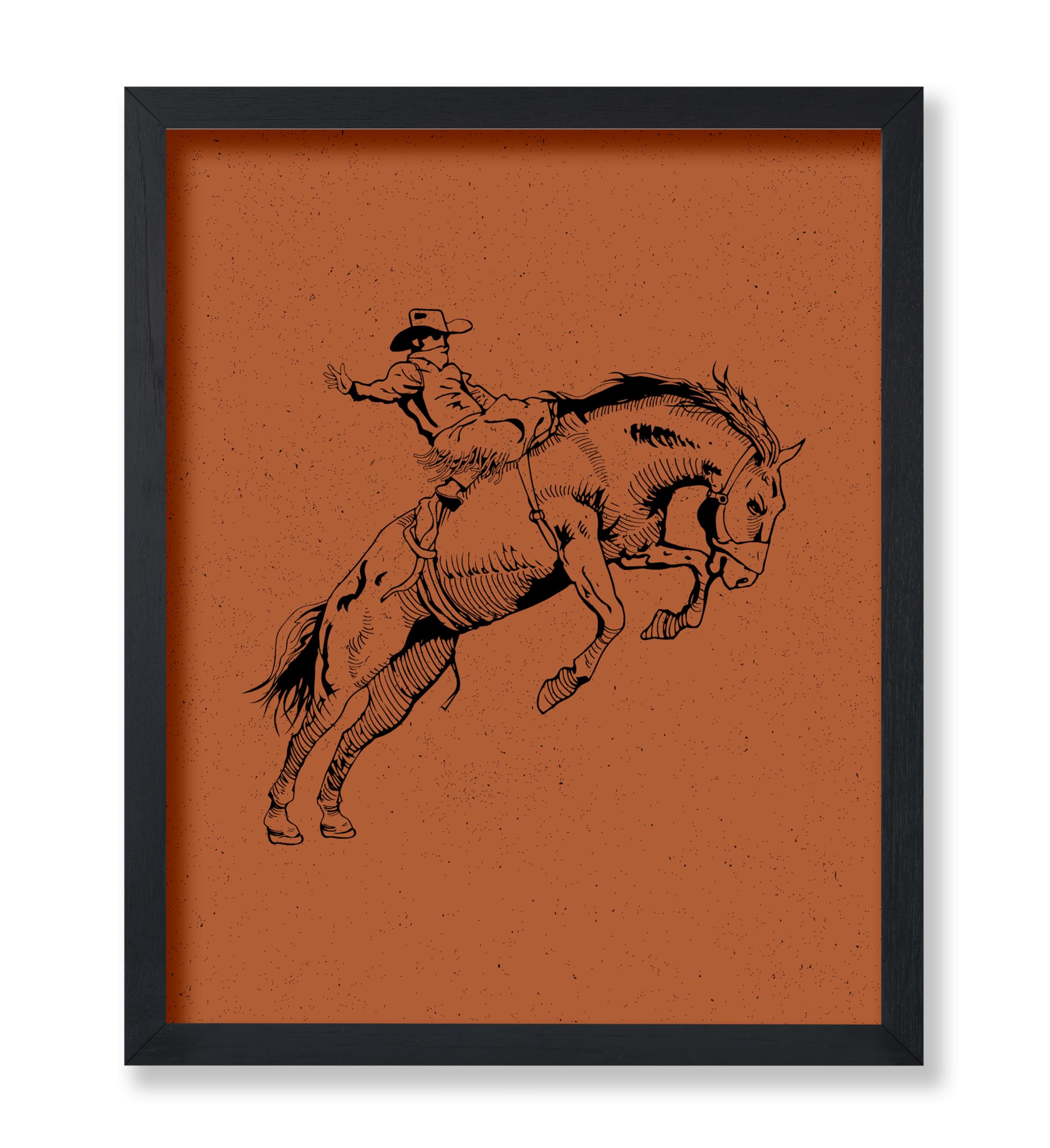 Poster Master Cowboy on Bucking Horse Poster - Retro Brown Rodeo Print ...