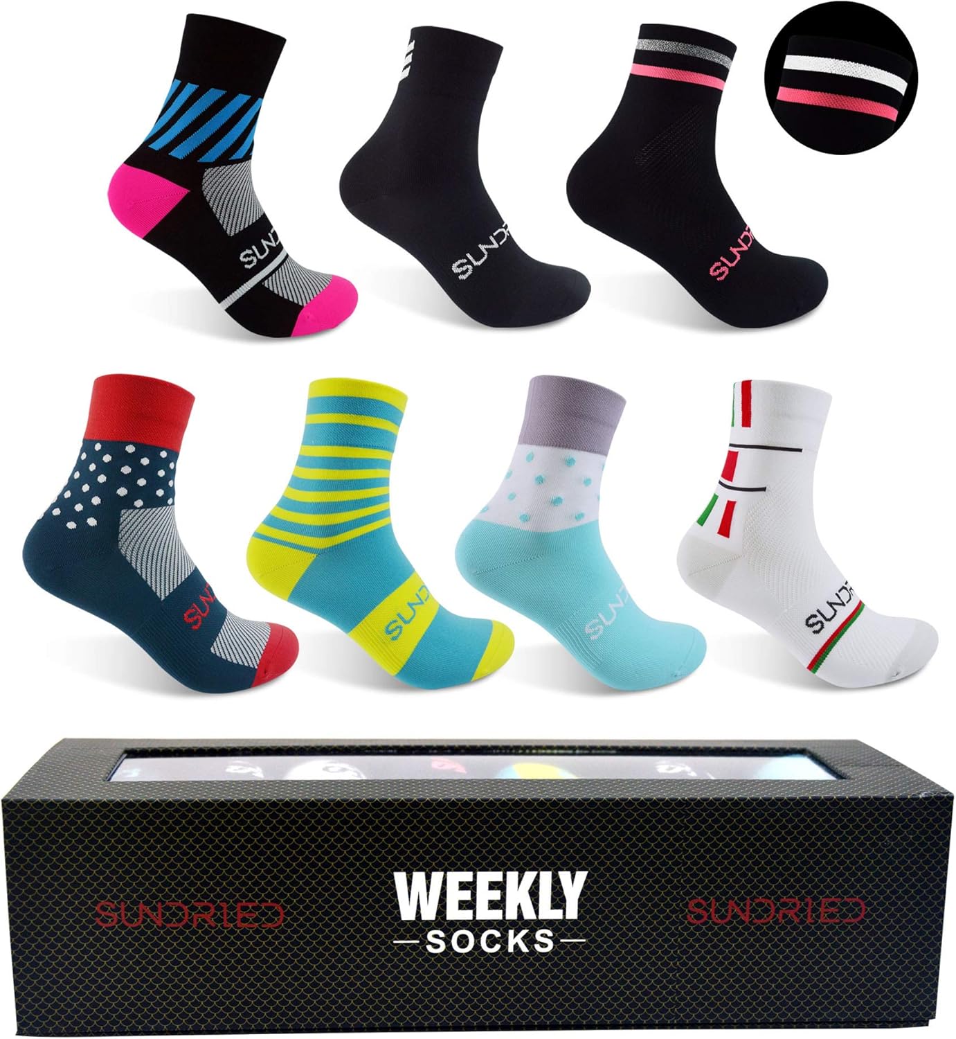 Sundried Cycle Socks 7 Pairs Presentation Box Long Bike, Sports ...