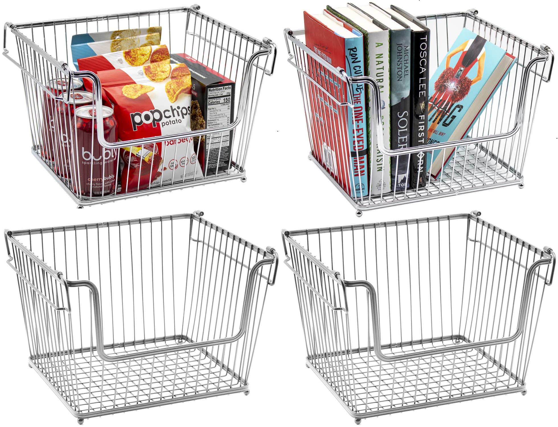 Sorbus Farmhouse Scoop Storage Bin Wire Baskets With Handles, Stackable ...