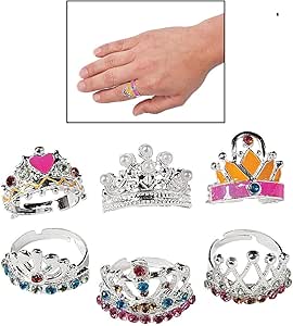 Amazon.com: Adjustable Princess Crown Rings (1 dz): Toys & Games